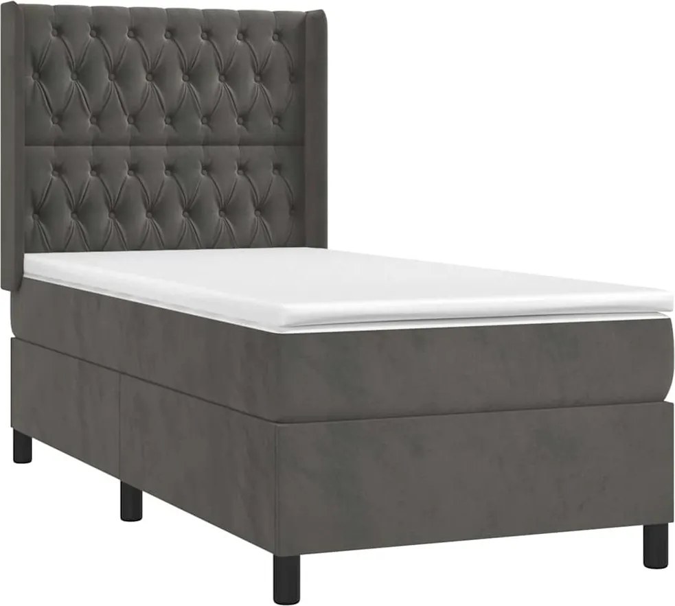 Box spring postel s matrací tmavě šedá 80 x 200 cm samet 3132826