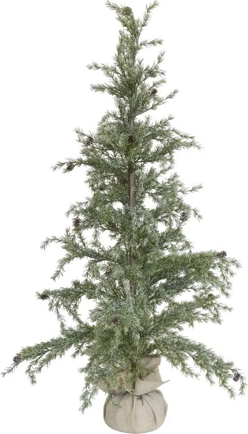 Zasněžený vánoční borovicový stromek v jutě a se šiškami Pine Tree - 70*150 cm