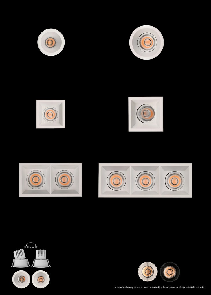 ACB Iluminacion Zapuštěné LED bodové svítidlo MOVE, š. 64 mm, 5W, CRI90 Barva: Černá, Teplota světla: 2700K - extra teplá bílá, Stmívání: ON/OFF