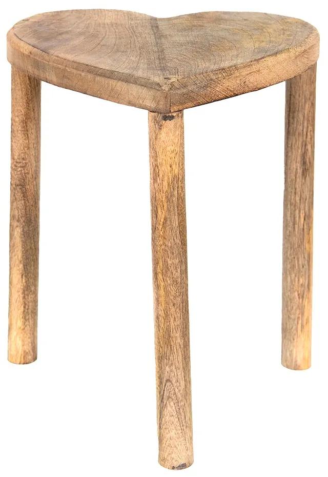 Příruční dřevěný dekorační stolek ve tvaru srdce Heartimé - 30*26*33 cm
