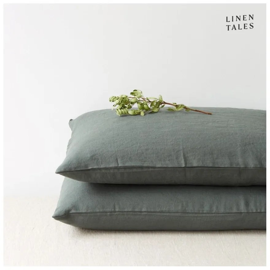 Lněný povlak na polštář 40x60 cm Forest Green – Linen Tales