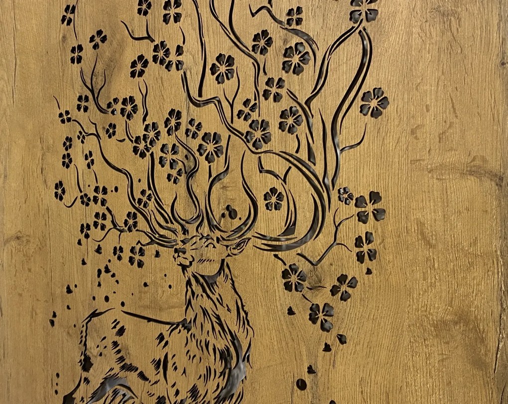 Li-Go "Jelen" světelný obraz 230V 70x100cm provedení povrchu: dub světlý