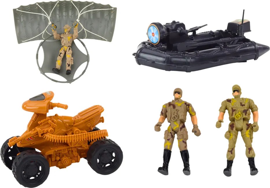 LEAN Toys Vojenská sada: tank, vrtulník, výsadkář, zvuky