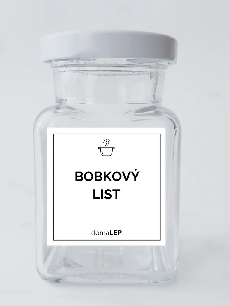 Samolepka na kořenky BOBKOVÝ LIST bílá 5 × 5 cm tučné písmo