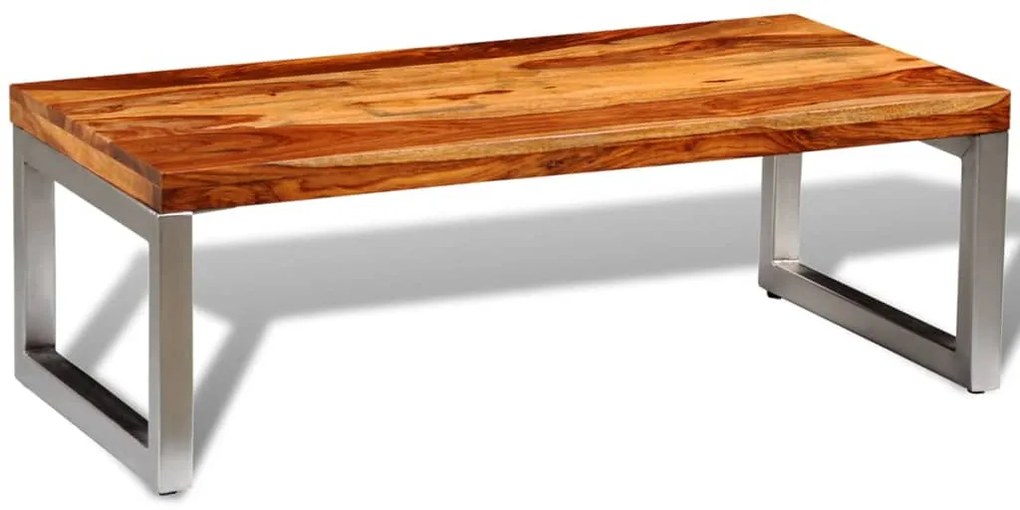 242124 vidaXL Konferenční stolek masivní sheeshamové dřevo a ocelové nohy