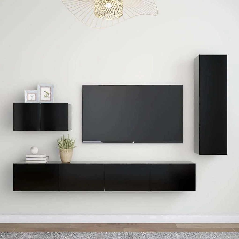 vidaXL 4dílný set TV skříněk dřevotříska [3078676] Barva: Bílá