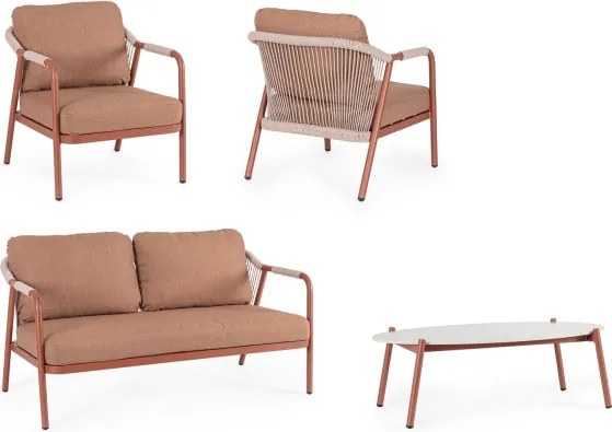 BIZZOTTO Zahradní set pohovky, křesel a konferenčního stolku MIRAVET cihlový 8051836788565