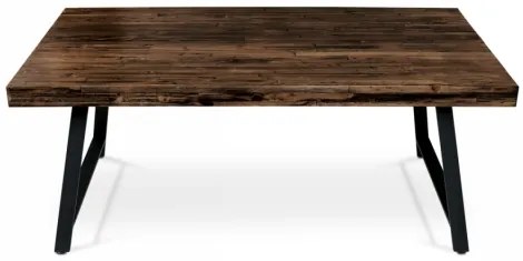 Jídelní stůl 180x90x76 MDF borovice kovové nohy černý lak HT-536 PINE