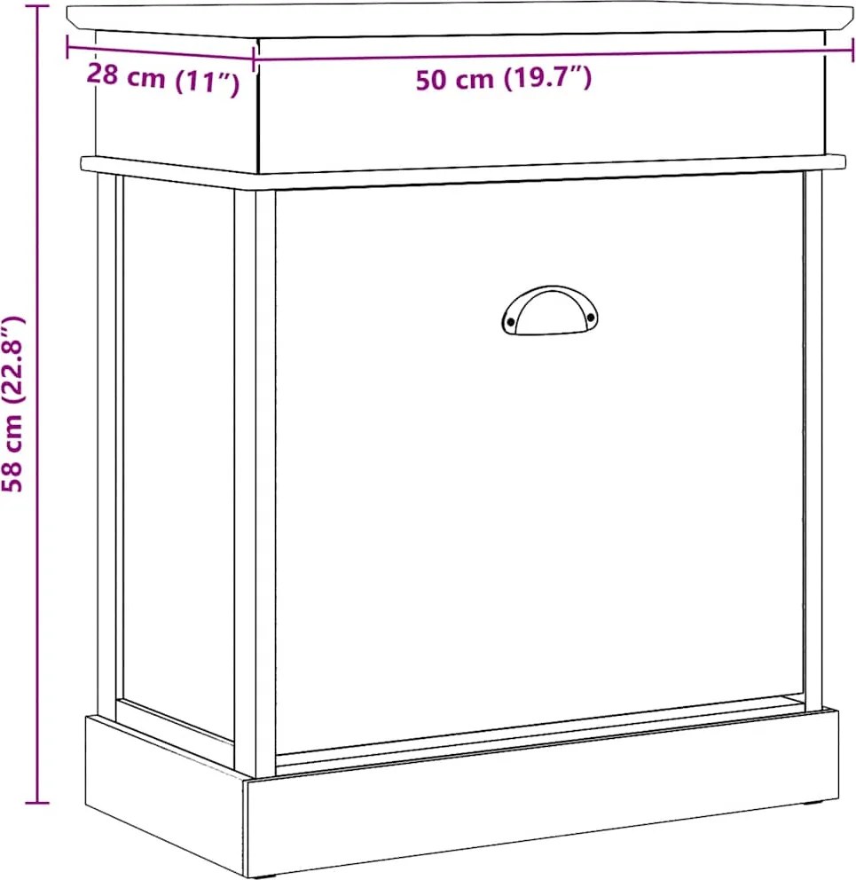 vidaXL Marketos Botník bílý 50 x 28 x 58 cm dřevo pavlovnie