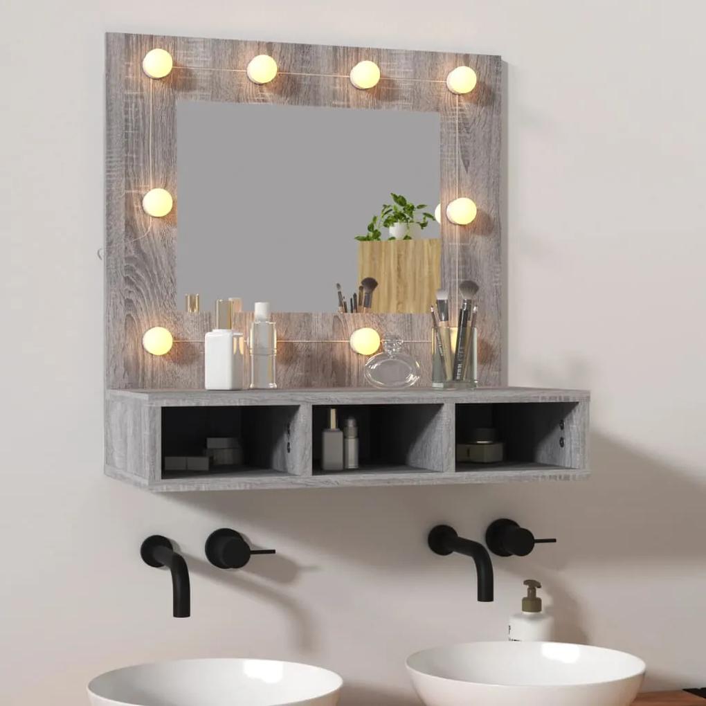 Zrcadlová skříňka s LED šedá sonoma 60 x 31,5 x 62 cm - Default Title