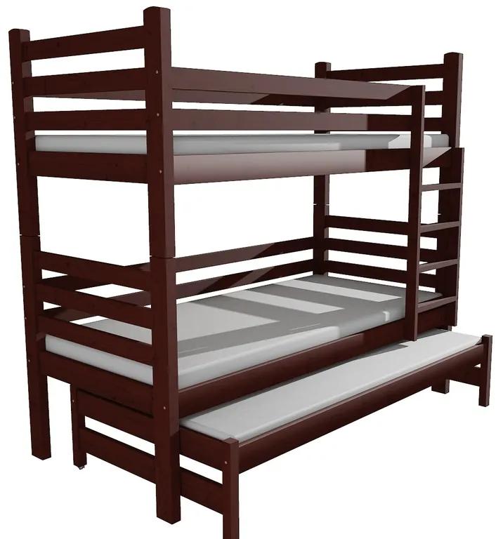 Vomaks Patrová postel s výsuvnou přistýlkou M 008 NEW* 80 x 180 cm bezbarvý lak 90 cm (+10 cm vsuvky mezi lůžky a prodloužený žebřík)