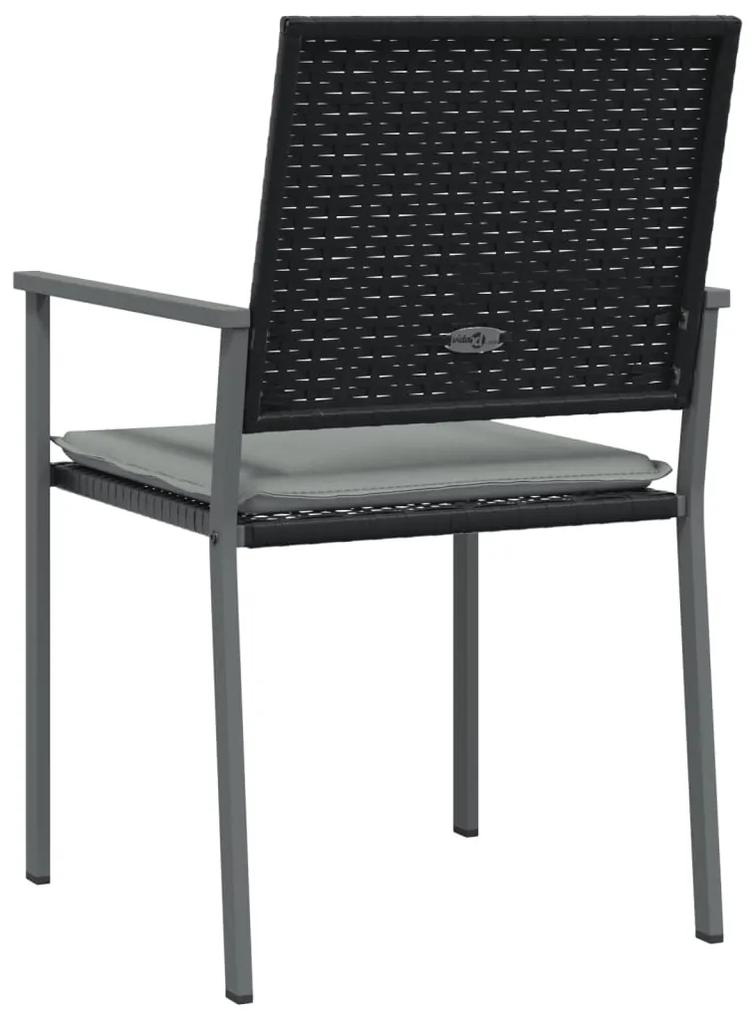 Zahradní židle s poduškami 2 ks černé 54x62,5x89 cm polyratan - Default Title