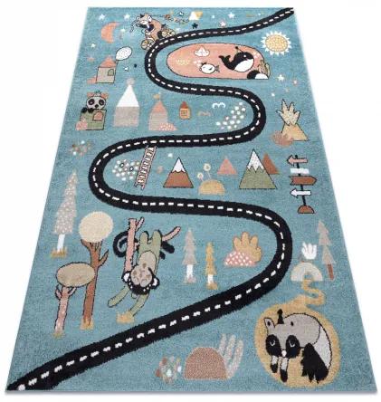 Dětský kusový koberec FUN Cesta zvířátka modrý Rozměr: 120x170 cm