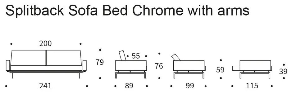 Hnědo-šedá rozkládací pohovka s područkami Innovation Splitback Chrome