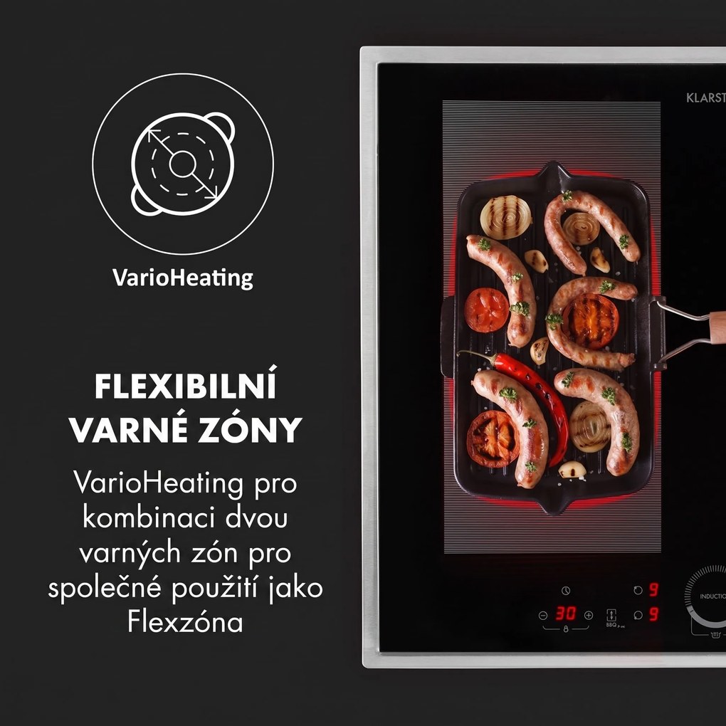 Klarstein Delicatessa 60 Prime, indukční varná deska, 7000 W, 4 zóny, časovač, černá