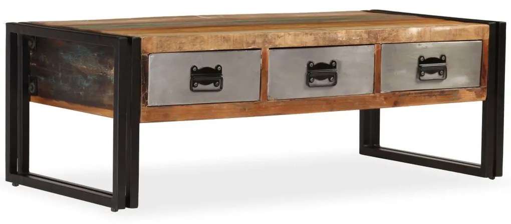 Konferenční stolek s 3 zásuvkami - recyklované dřevo | 100x50x35 cm