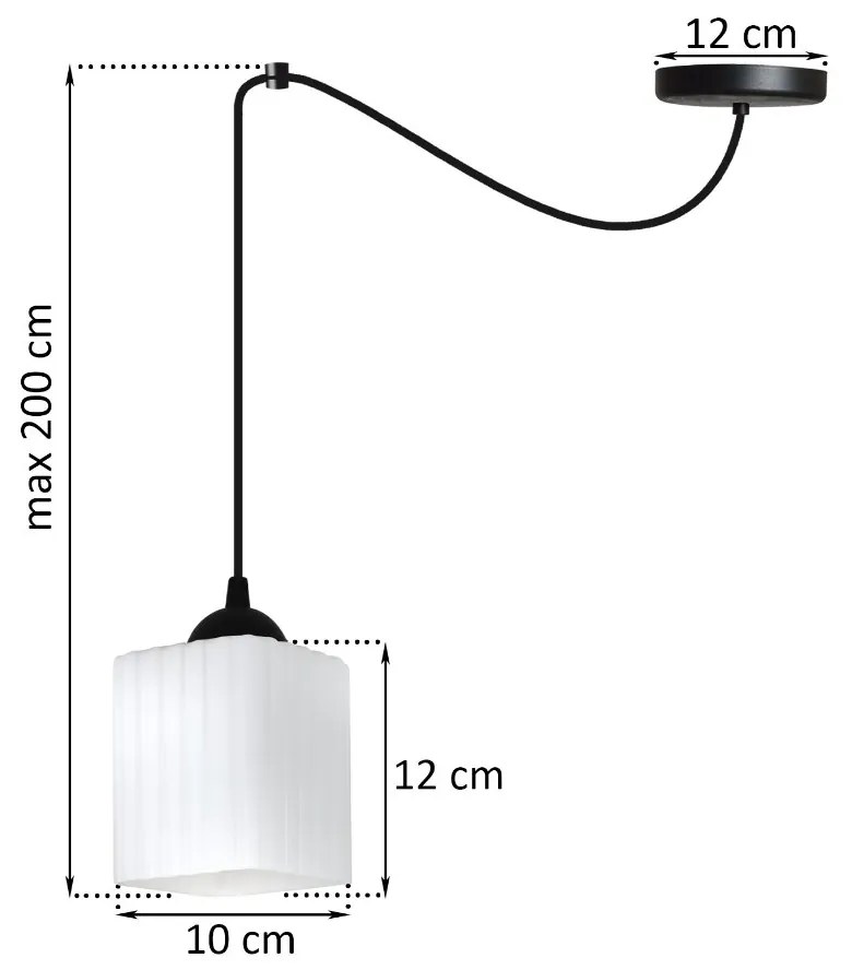 Závěsné svítidlo Riffle Square Spider, 1x bílé skleněné stínítko, b