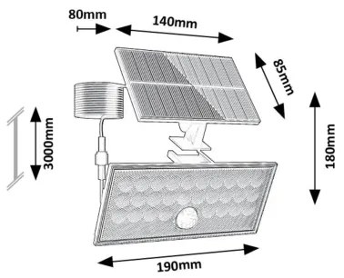 Rabalux 77129 - LED Solární reflektor se senzorem ZAVOD LED/8W/3,7V 1800mAh IP65