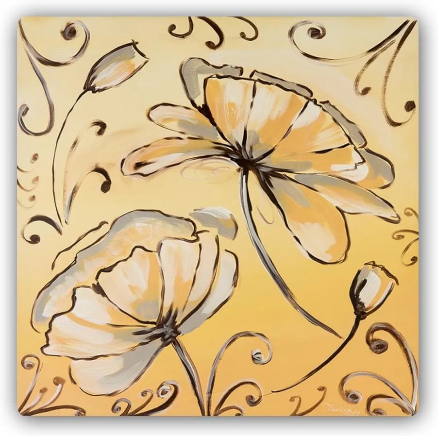 CARO Kovový obraz - Flowers 2 50x50 cm
