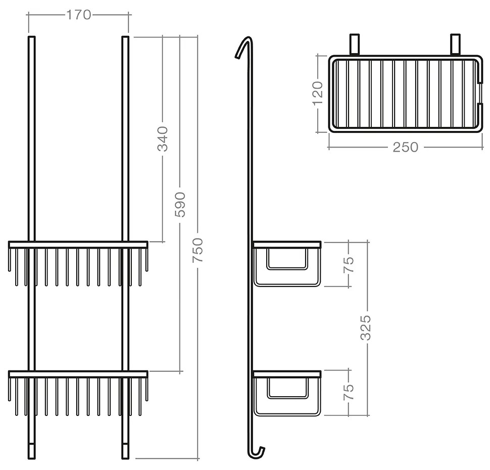 Roth Závěsná polička SHELF UNI do sprchového koutu Varianta: rozměry: 75x25 cm, povrchová úprava: chrom - (SHELF UNI - 8000279)