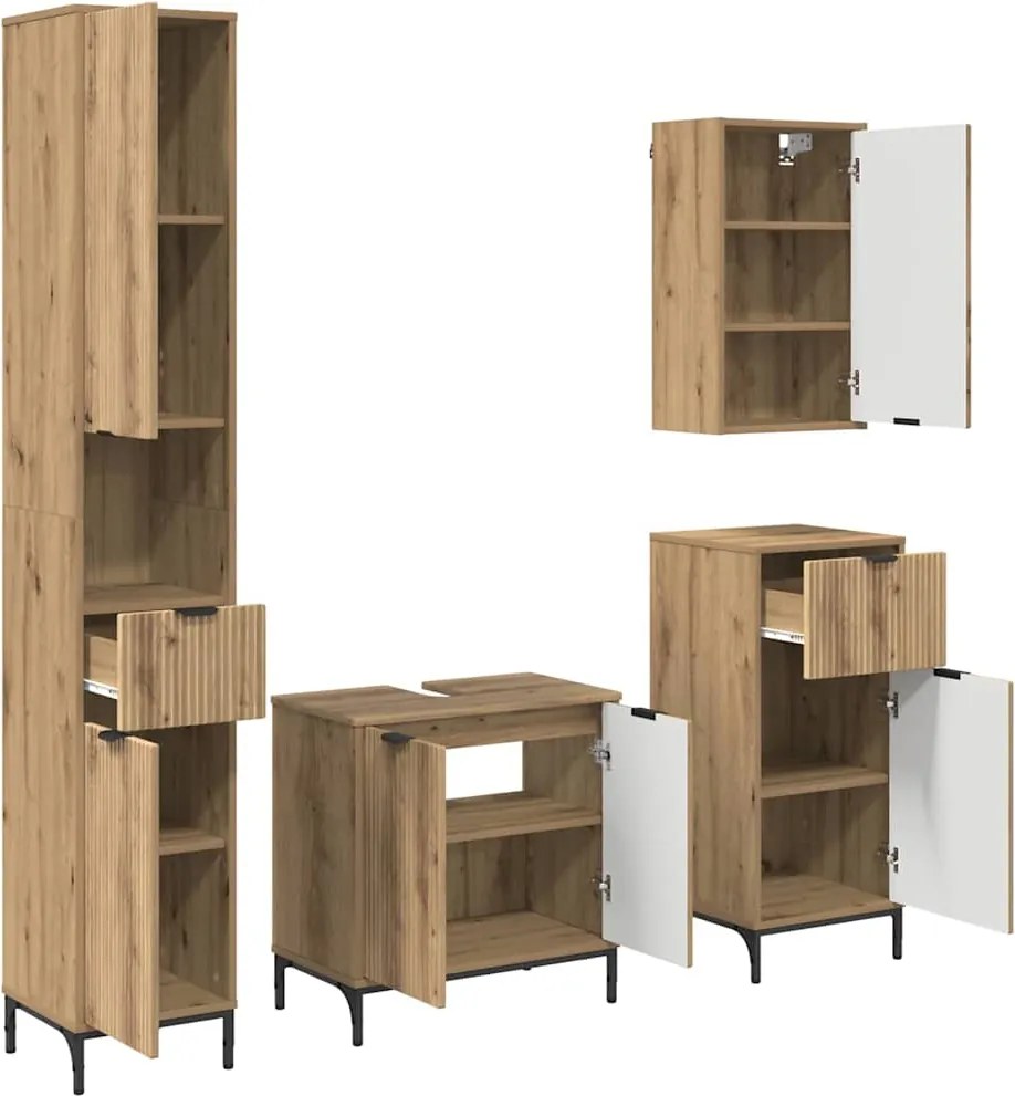 Sada koupelnového nábytku 4 ks Artisanový dub 3393122