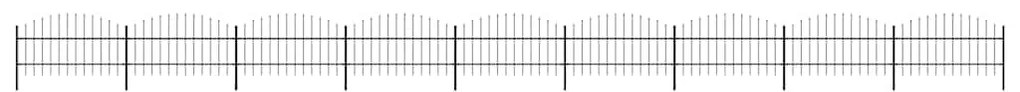 Zahradní plot s kopím nahoře ocelový 1506 x 100 cm černý 277720