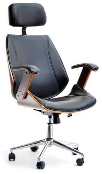 design4life Luxusní kancelářská židle PRESINO černá/ořech