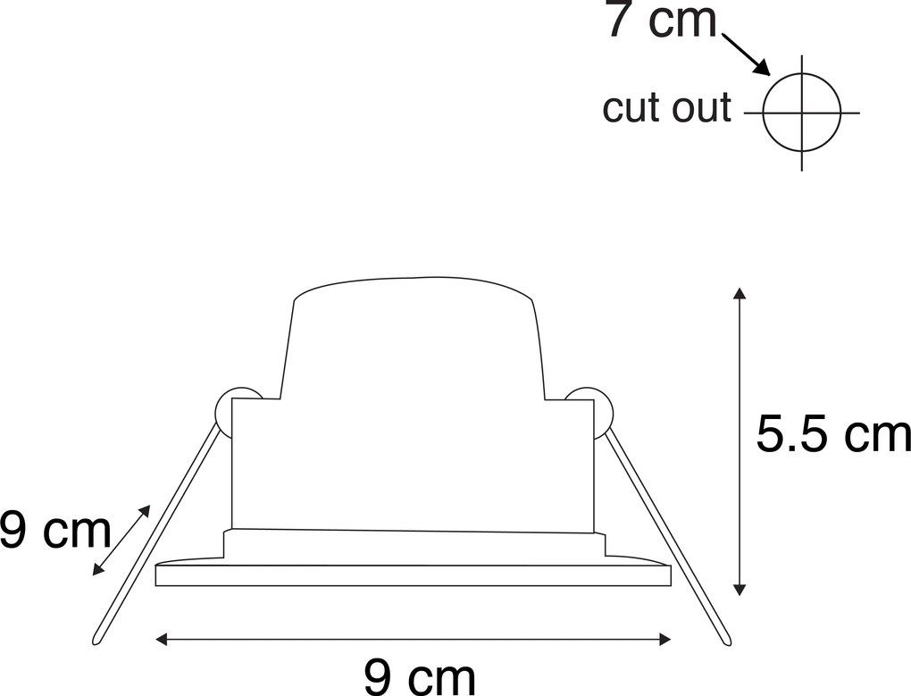Sada 6 moderních zapuštěných bodových svítidel černá vč. LED 3-krokové stmívatelné IP65 - Simply