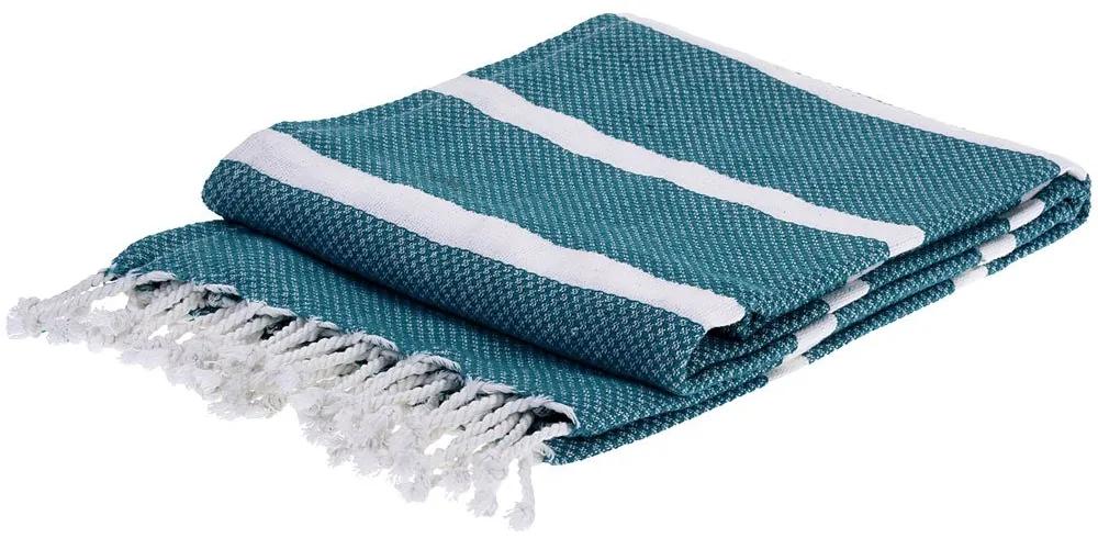 Obdélný ručník hammam, barva tyrkysová s bílými pruhy 150x90 cm