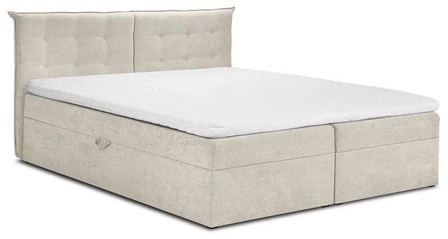 Béžová boxspring postel s úložným prostorem 200x200 cm Echaveria – Mazzini Beds