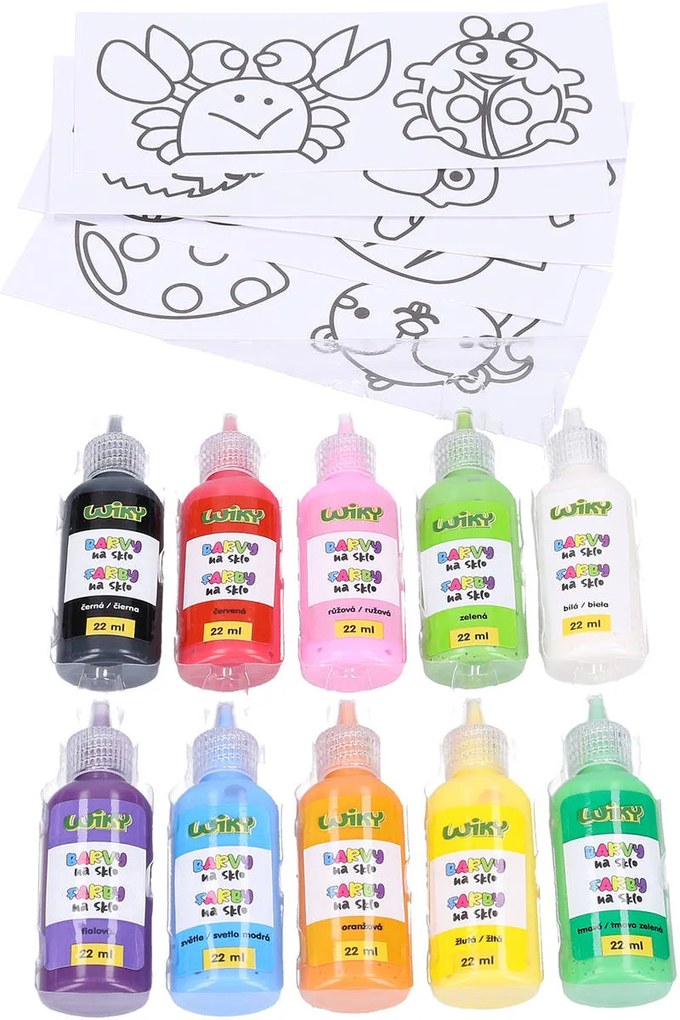 _Ostatní 1_ Barvy na sklo set 9x 22ml + černá kontura se šablonami w031757