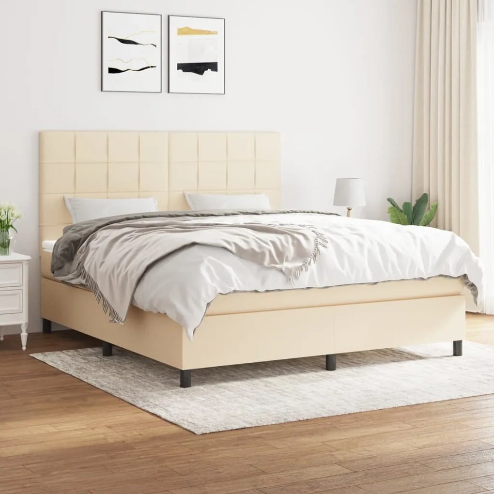 Box spring postel s matrací krémová 120x190 cm textil