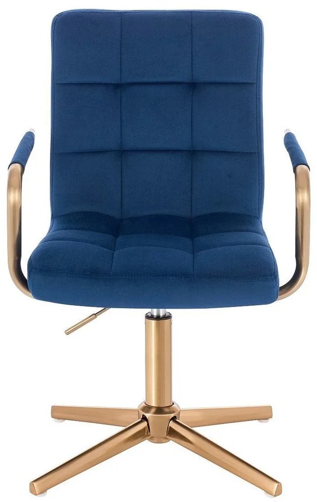 LuxuryForm DESIGN Otočná židle VERONA GOLD VELUR na zlatém kříži - modrá