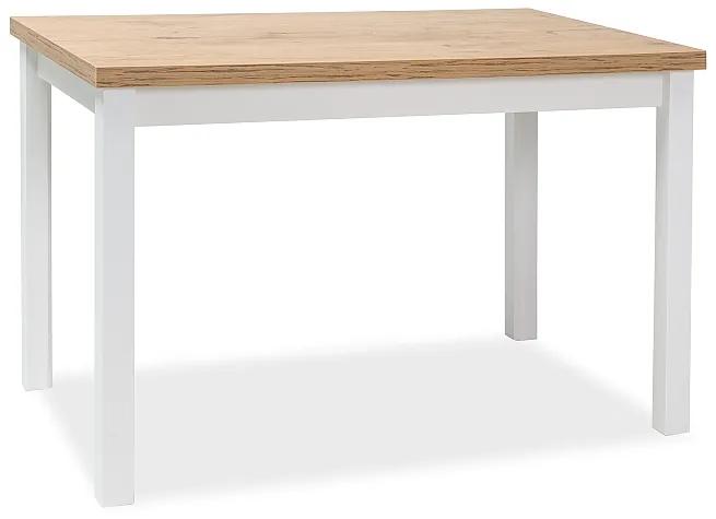 Bílý jídelní stůl s deskou v dekoru dub lancelot ADAM 100x60