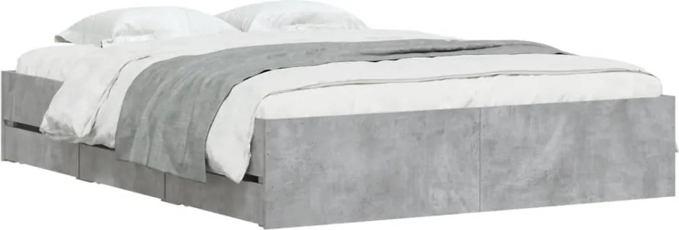 Rám postele se zásuvkami betonově šedý 150 x 200 cm kompozit 3207269