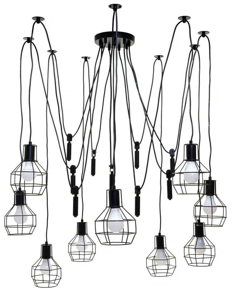 Závěsné svítidlo H85 industrial, klec 9 74197 - kov - Černá