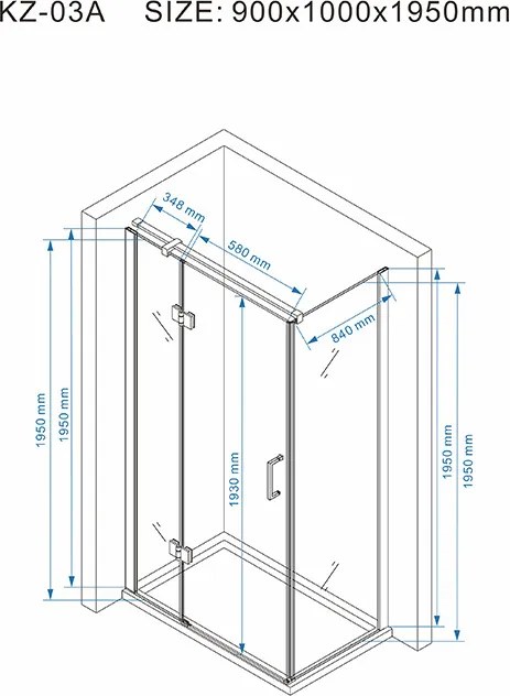BPS-koupelny Obdélníkový sprchový kout HYD-OK03A 100x90 zlatý kartáčovaný/transparent - bez vaničky