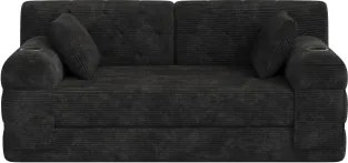 Aosom Dvojnásobně stlačená manšestrová pohovka, kovový rám, 2 držáky na nápoje a 4 boční kapsy, 168D x 80Š x 81V cm, černá
