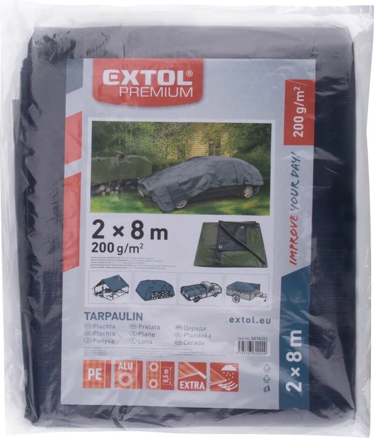 Plachta PE nepromokavá extra silná 200g/m2, 2x8m, PE