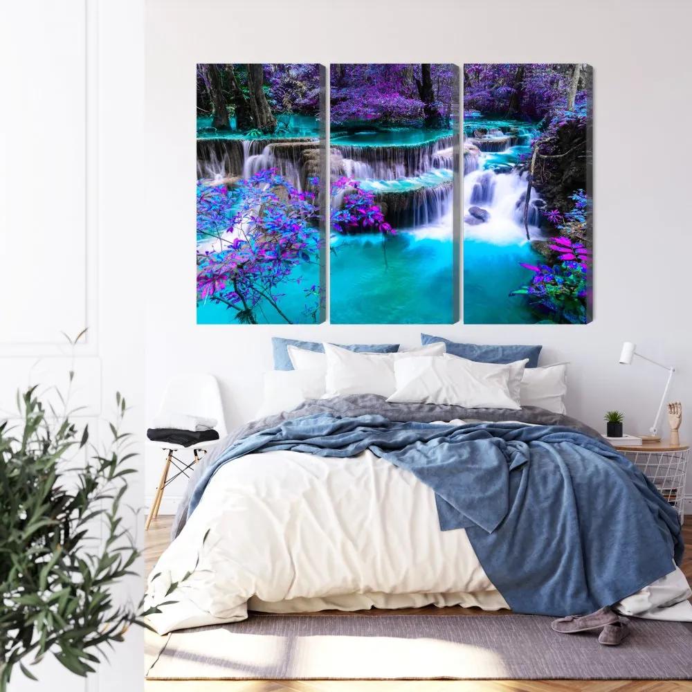 Vícedílný obraz Vodopád Huay Mae Khamin Nedostatek Nedostatek Plátno Canvas 120x80
