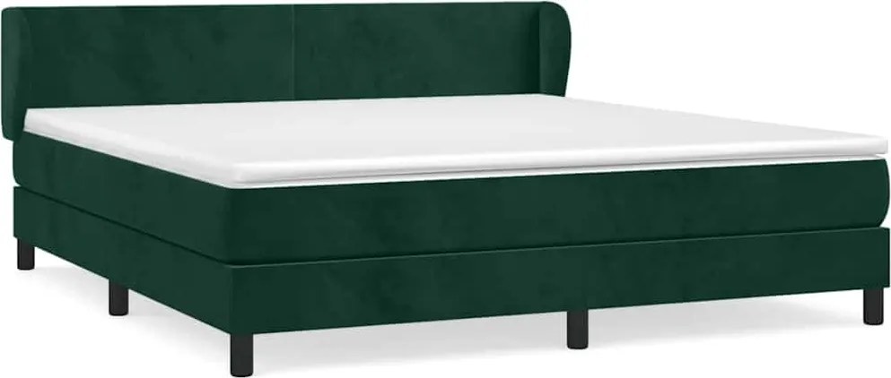 Box spring postel s matrací tmavě zelená 160x200 cm samet 3127382