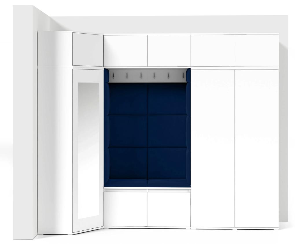 Eka Předsíňová stěna s čalouněnými panely Trinity 39 - Bílá / Tmavá modrá 2331