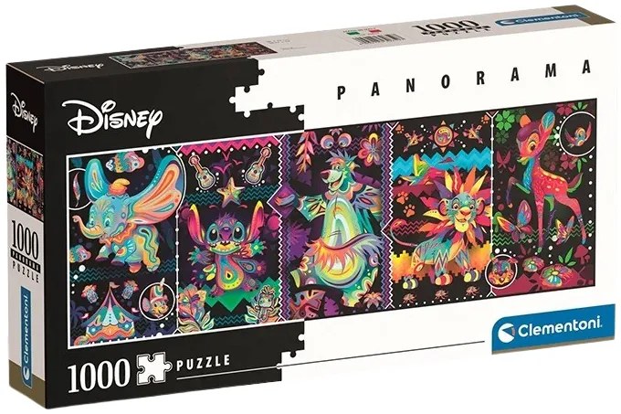 Clementoni - Puzzle 1000 Panoramatické puzzle Disney: Radost