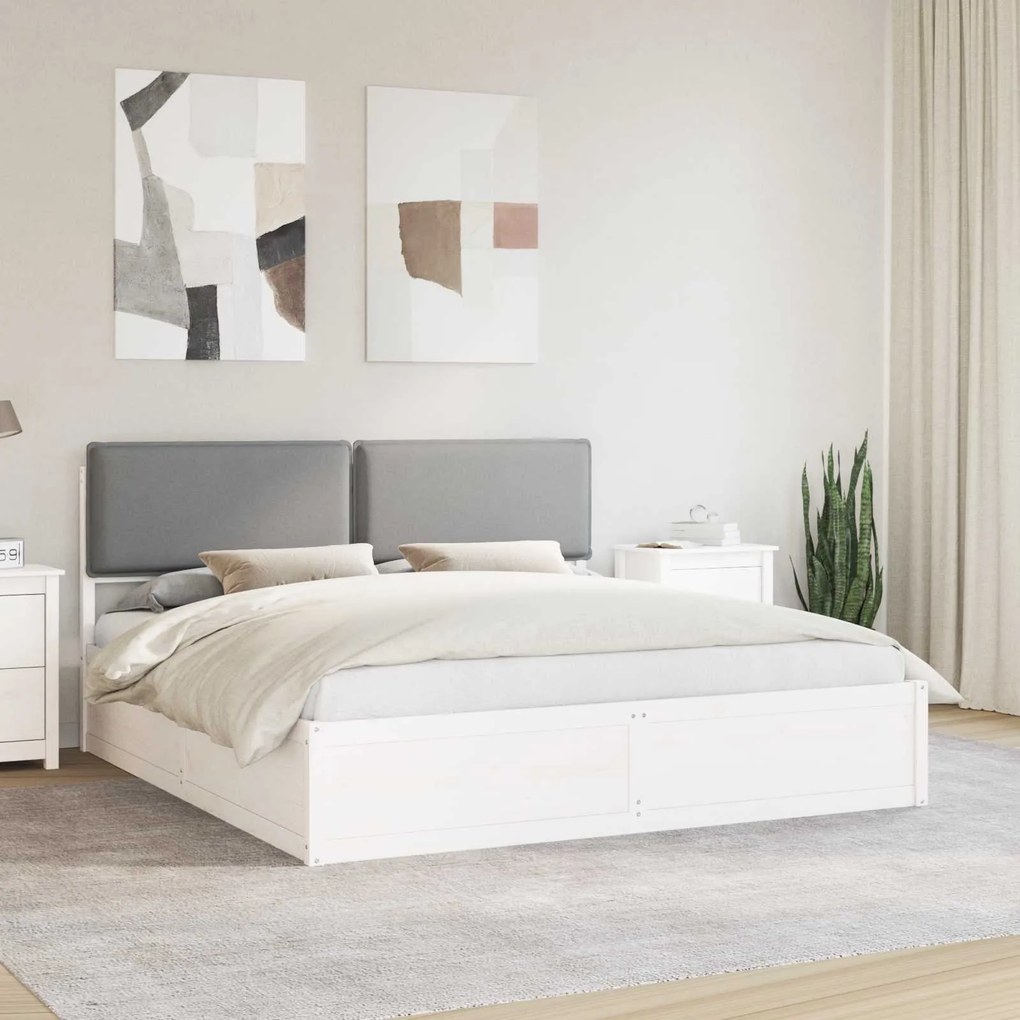 Rám postele s čalouněným čelem s čelo Světle šedá 200 x 200 cm 3398108