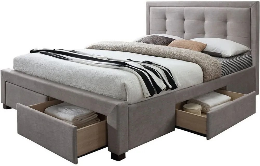 Manželská postel REVONA + rošt + pěnová matrace DE LUX, 180x200, sawana 22155 hnědá