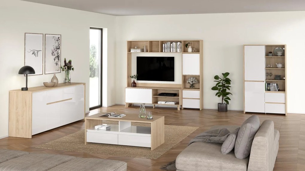 FALCO Konferenční stolek Nerea 319 jackson hickory/bílý lesk