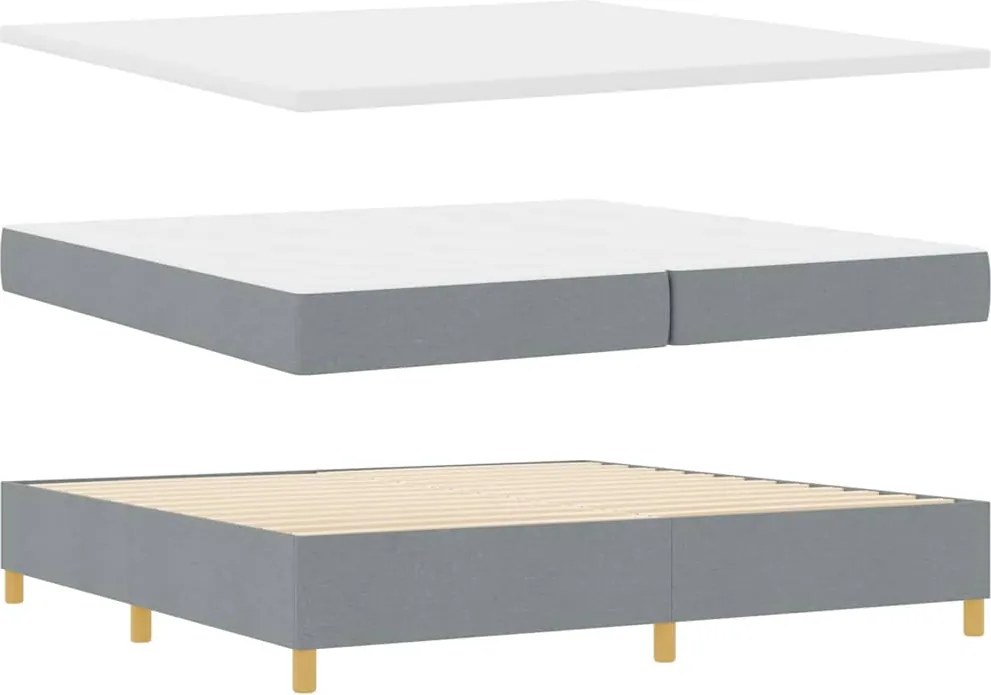 Postel s boxspringem s čelo Světle šedá 200 x 200 cm textil 3339644