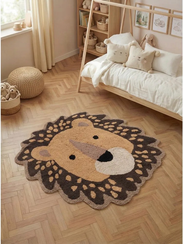 Oranžový/hnědý pratelný/ručně tkaný bavlněný dětský koberec 120x125 cm Snuggle Roary – Hanse Home