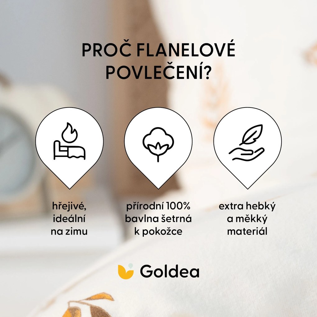 Goldea flanelové povlečení - podzimní dýně a lístky 140 x 200 a 70 x 90 cm