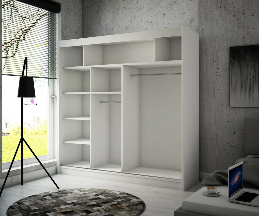 ADRK Furniture Posuvná skříň s lacobelem KAREN 200 ADRK-SW-KAR-SBL-200